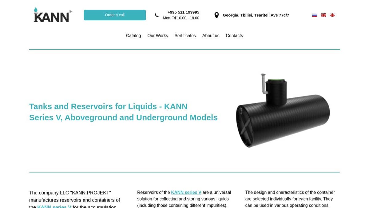 Tanks and Reservoirs for Liquids - KANN Series V, Aboveground and ...